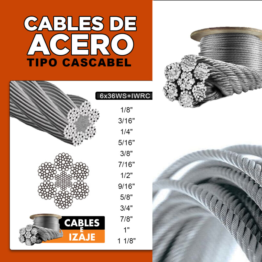 Cable de Acero Tipo Boa Negro y Galvanizado – Cables Izaje Perú
